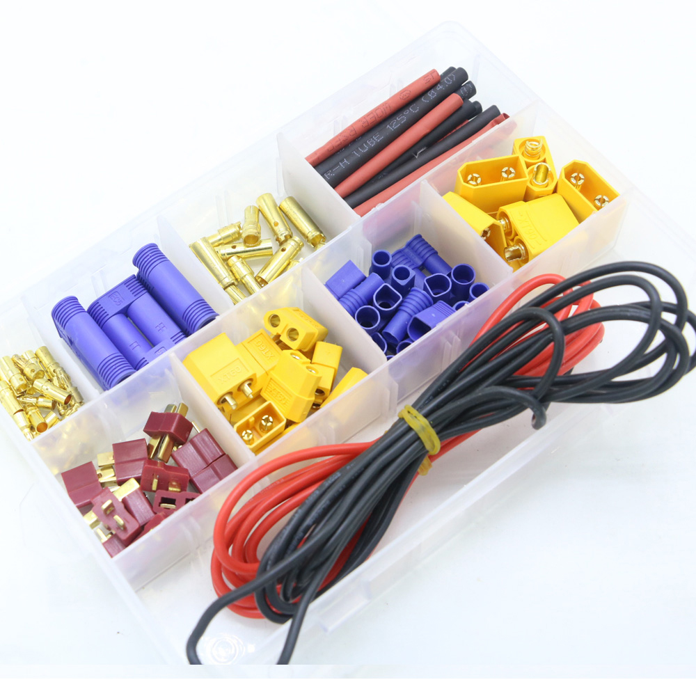 RC XT60 XT30 XT90 EC3 EC5 T plug Male & Female Adapter Connectors/ 16AWG Silicone Wire/ Shrink ...