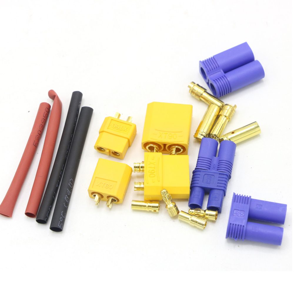 RC XT60 XT30 XT90 EC3 EC5 T plug Male & Female Adapter Connectors/ 16AWG Silicone Wire/ Shrink ...