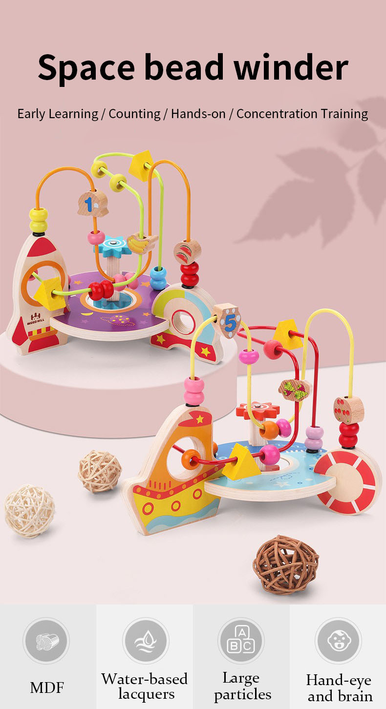 【Ready Stock】Wooden Toys Bead Maze Roller Coaster Animal Slide Toddler ...