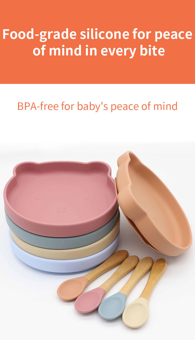 【Local Delivery】Baby Feeding Set Bear Baby Plate Set Bekas Makanan Baby ...