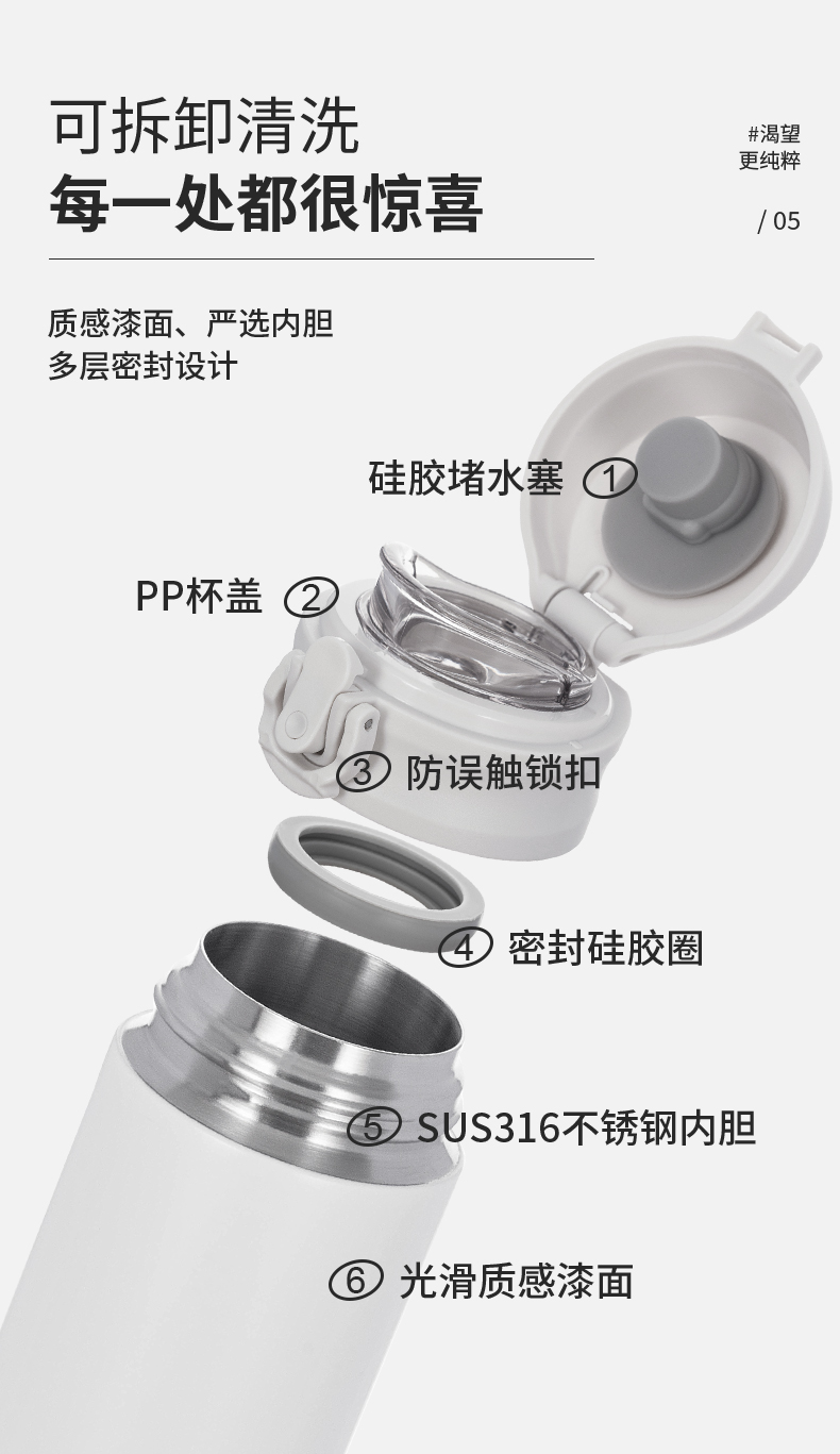 Diller Vacuum Flask Thermos 316 Stainless Steel Drinking Water Bottle 350/480ml MLH9102 | Shopee ...