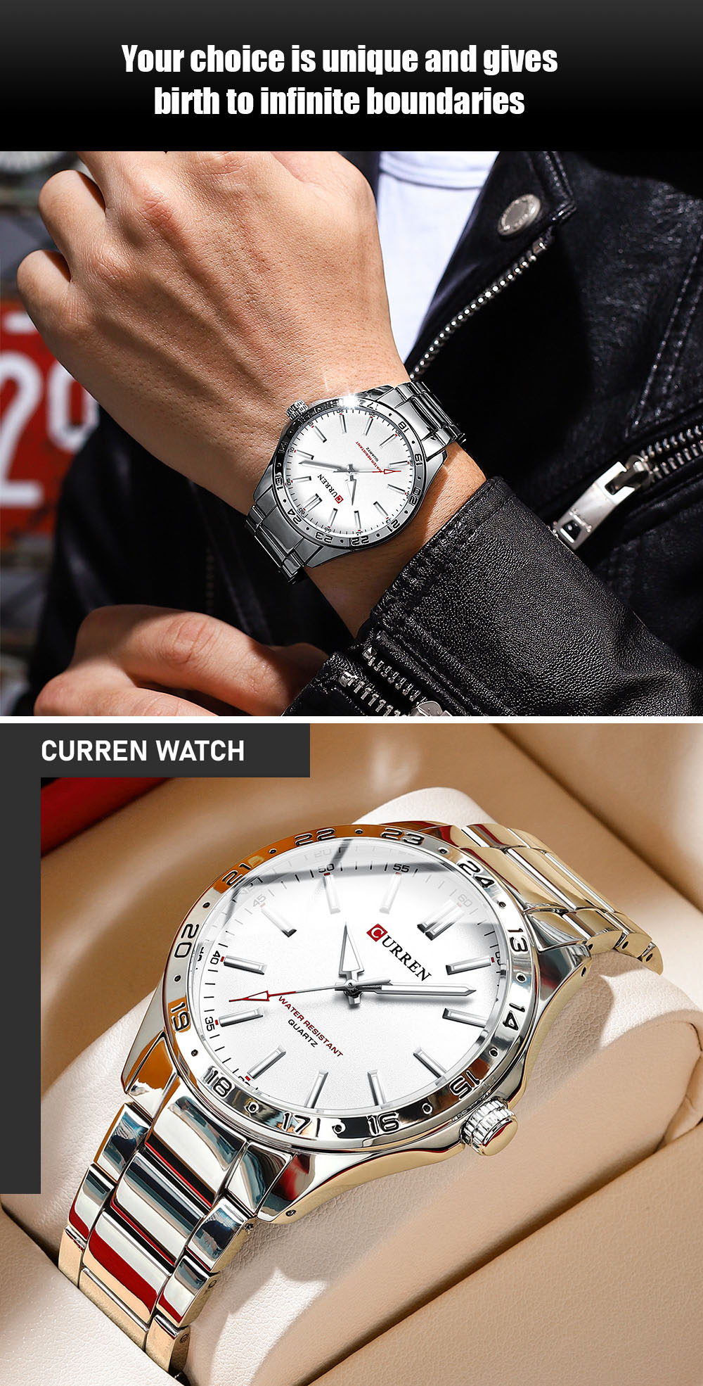 CURREN Simple Man Stainless Steel Sports Men's Luminous Watches Fashion ...
