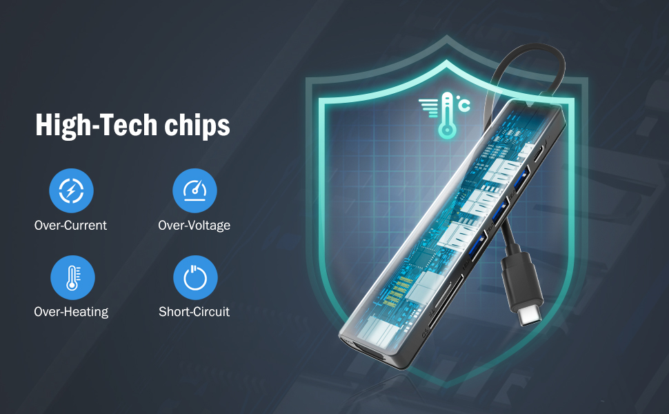 Lemorele TC70 7 In 1 USB-C Hub Aluminum Housing Multi Port Adapter PD 4K HDMI USB 3.0+USB 2.0 SD ...