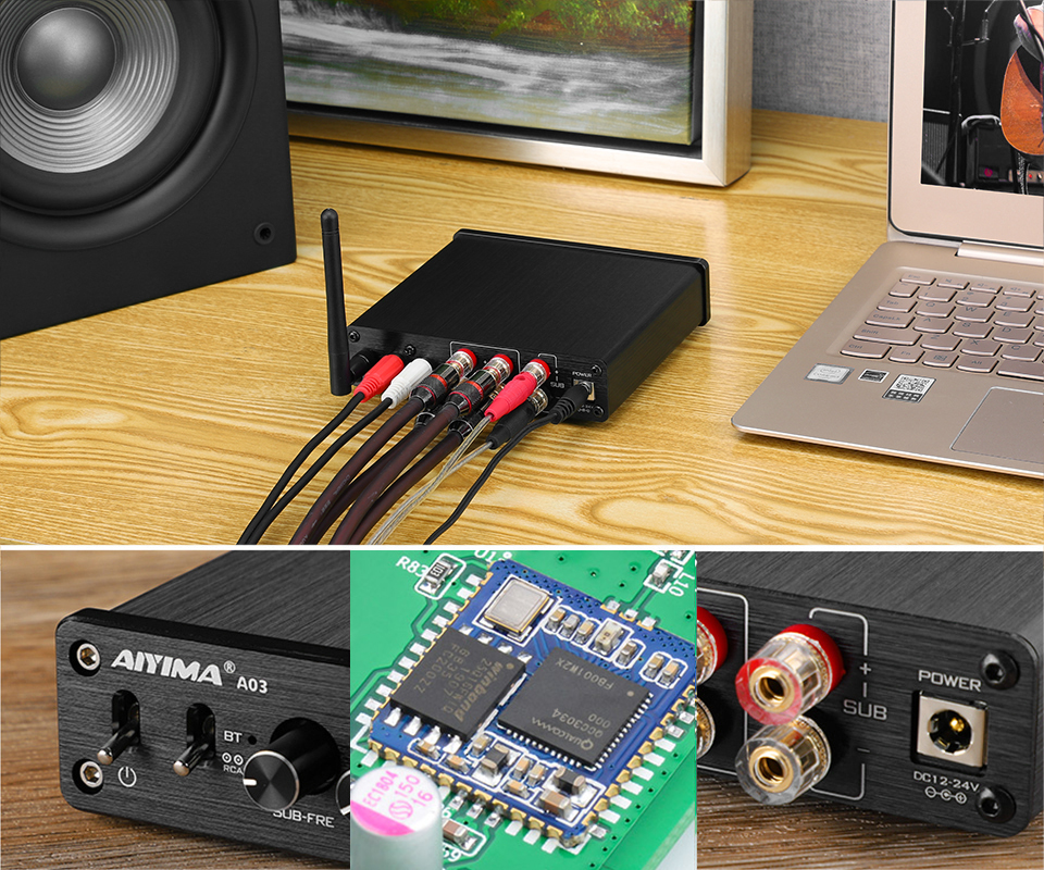 AIYIMA A03 Amplifier 50Wx2+100W TPA3116 Subwoofer Amplifier Bluetooth HiFi TPA3116D2 2.1 Digital ...