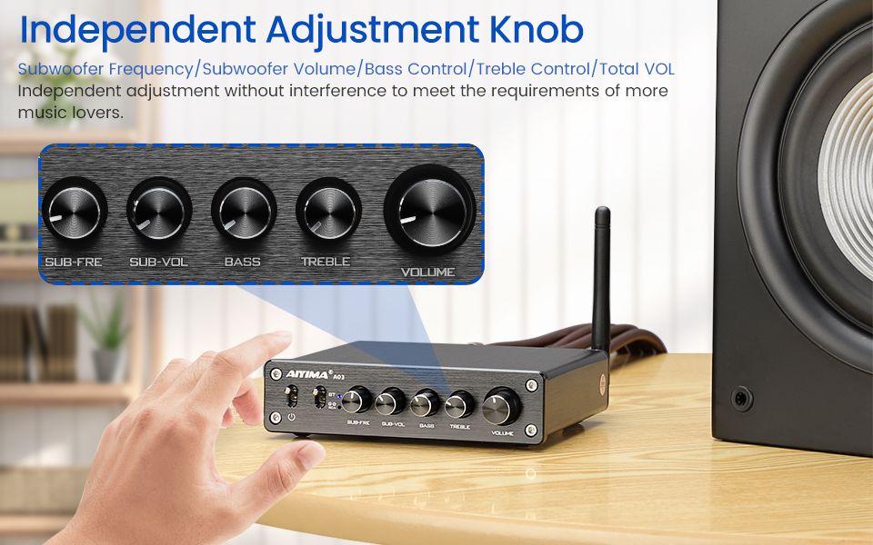 AIYIMA A03 Amplifier 50Wx2+100W TPA3116 Subwoofer Amplifier Bluetooth HiFi TPA3116D2 2.1 Digital ...