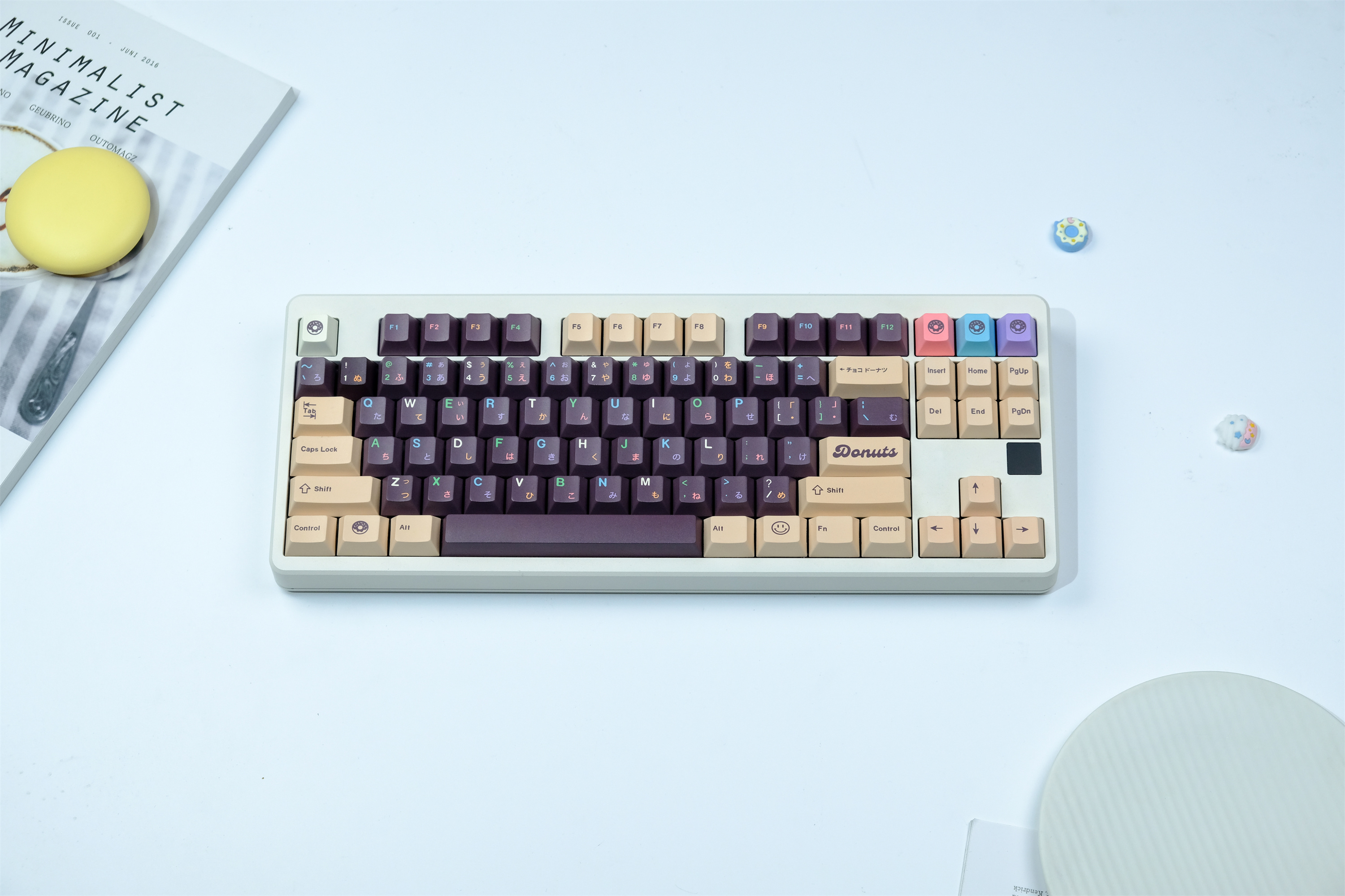 DOMIKEY GLOVE Donut Keycaps, 129 Keys PBT Keycaps Cherry Profile DYE ...