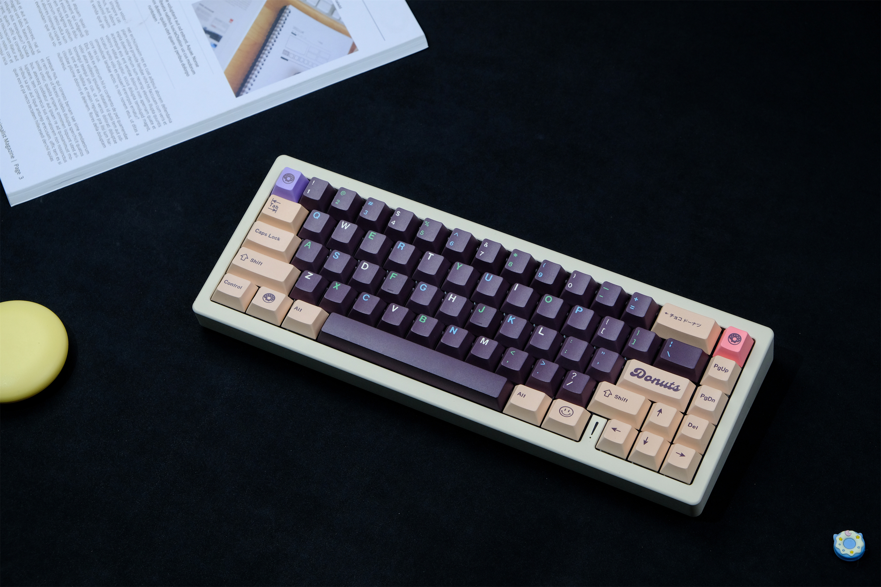 DOMIKEY GLOVE Donut Keycaps, 129 Keys PBT Keycaps Cherry Profile DYE ...