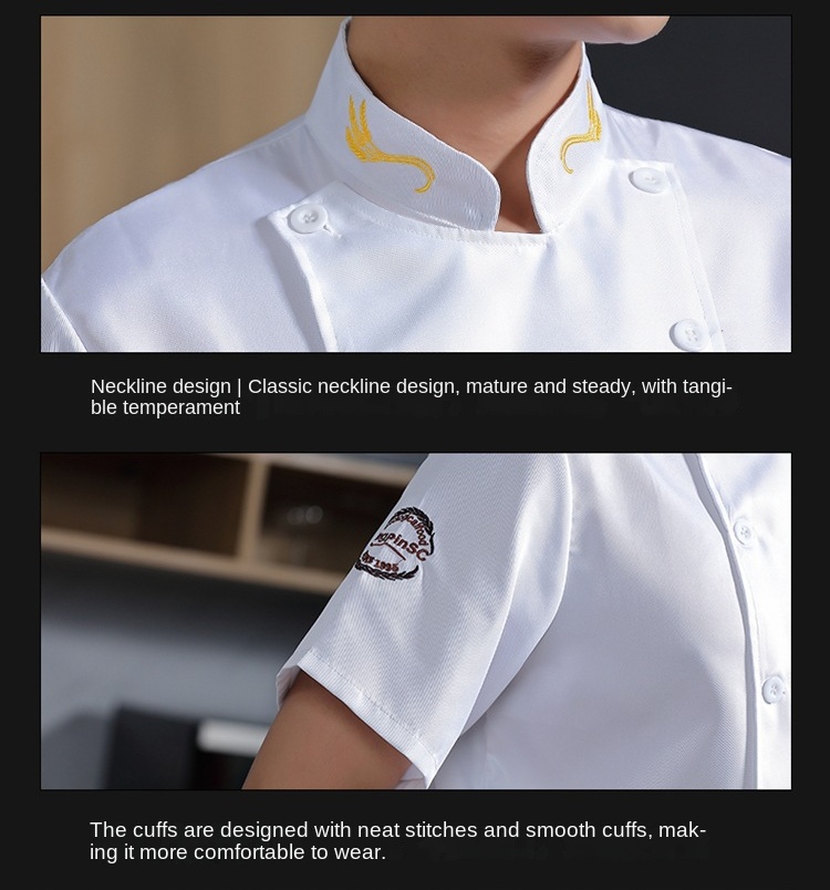 Ready Stock Chef work uniform short-sleeved male thin section ...