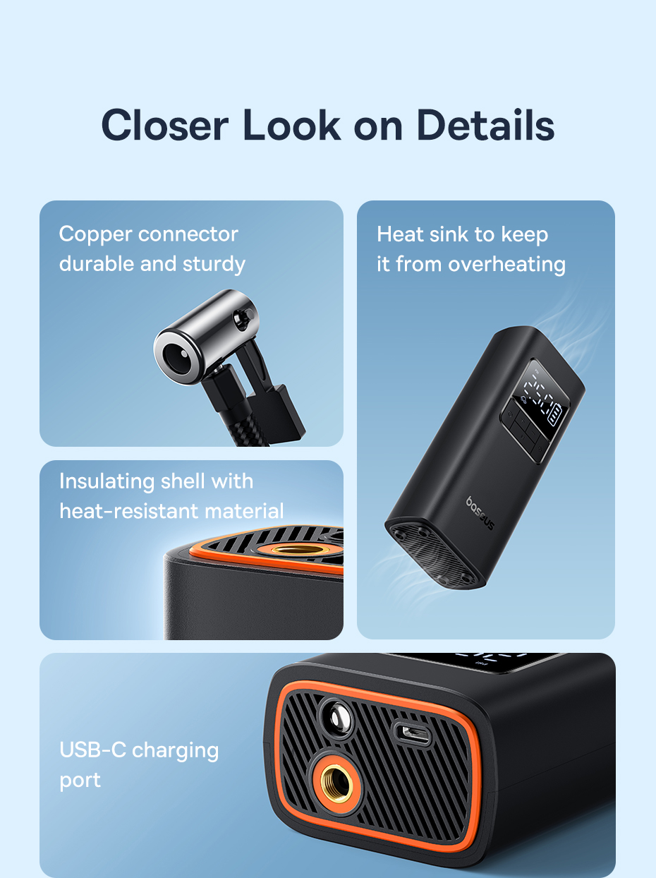 Baseus Wireless Car Air Pump Portable Air Compressor for Car ...