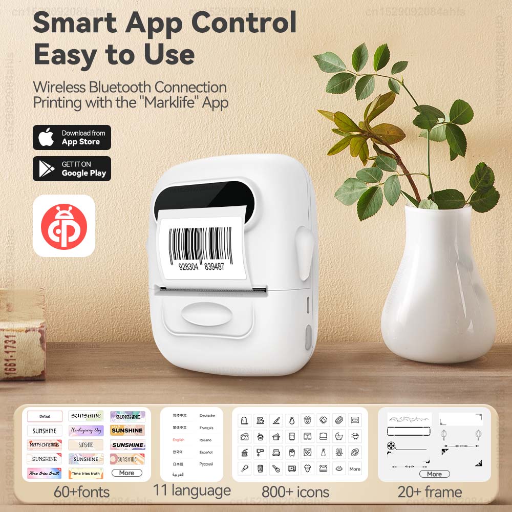 Marklife P50 Barcode Label Printer Labeling Maker Machine Mini Portable ...