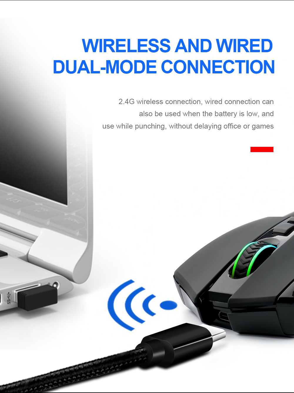 E-YOOSO X-11 RGB USB 2.4G Wireless Gaming Mouse 4000DPI 9buttons ...