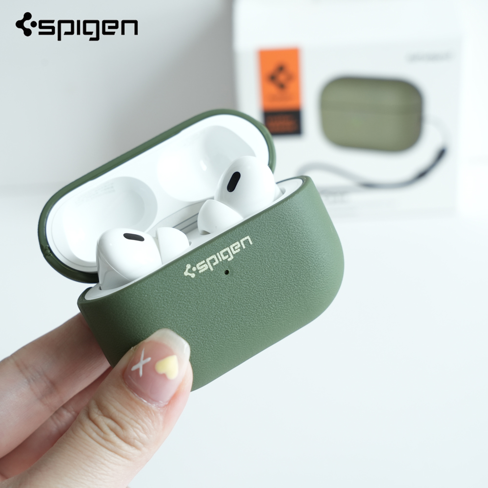 Spigen Leather Texture TPU Silicone Case for Airpods 4 for AirPods Pro 2nd Generation [Support ...
