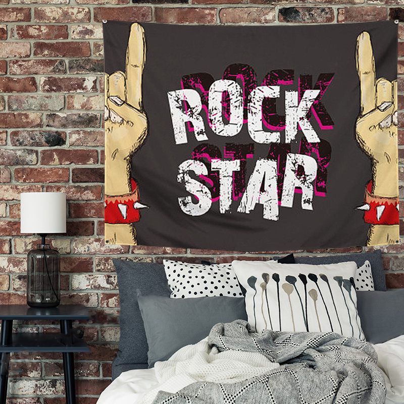 Lets Rock Flag Polyester Banner Music Rock Band Cartoon Home Decoration ...