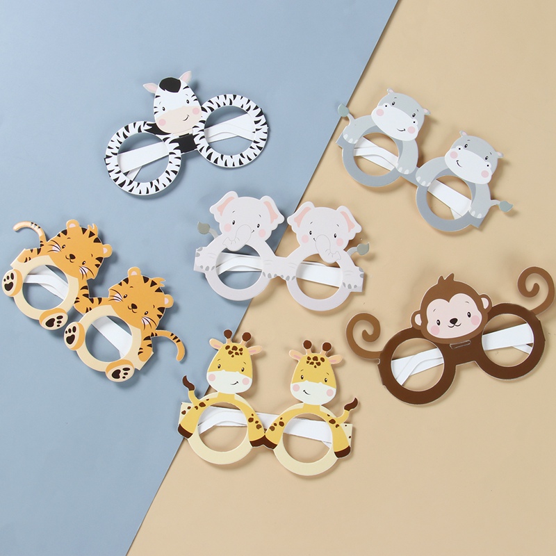 6pcs/set Safari Animal Glasses for Kids Birthday Decoration Tiger Zebra ...