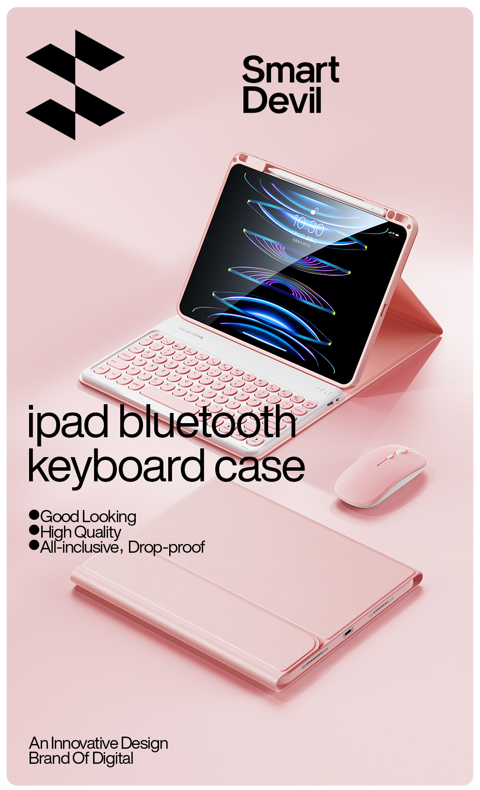 SmartDevil Bluetooth Keyboard Case For iPad Series Magnetic With Pen ...