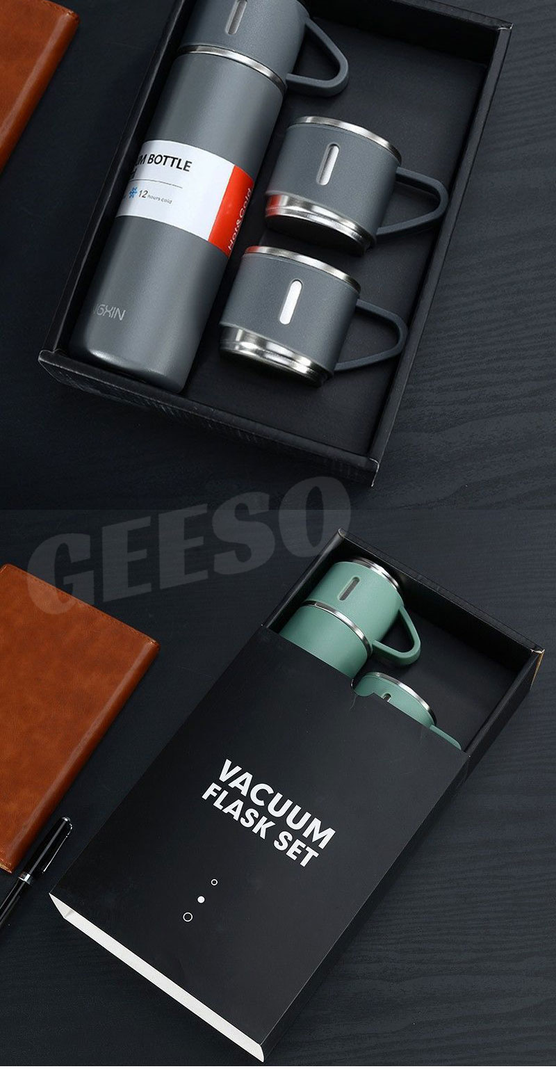 GEESO 500ML Thermal Flask Bottle Vacuum Cup Set 304 Stainless Steel ...