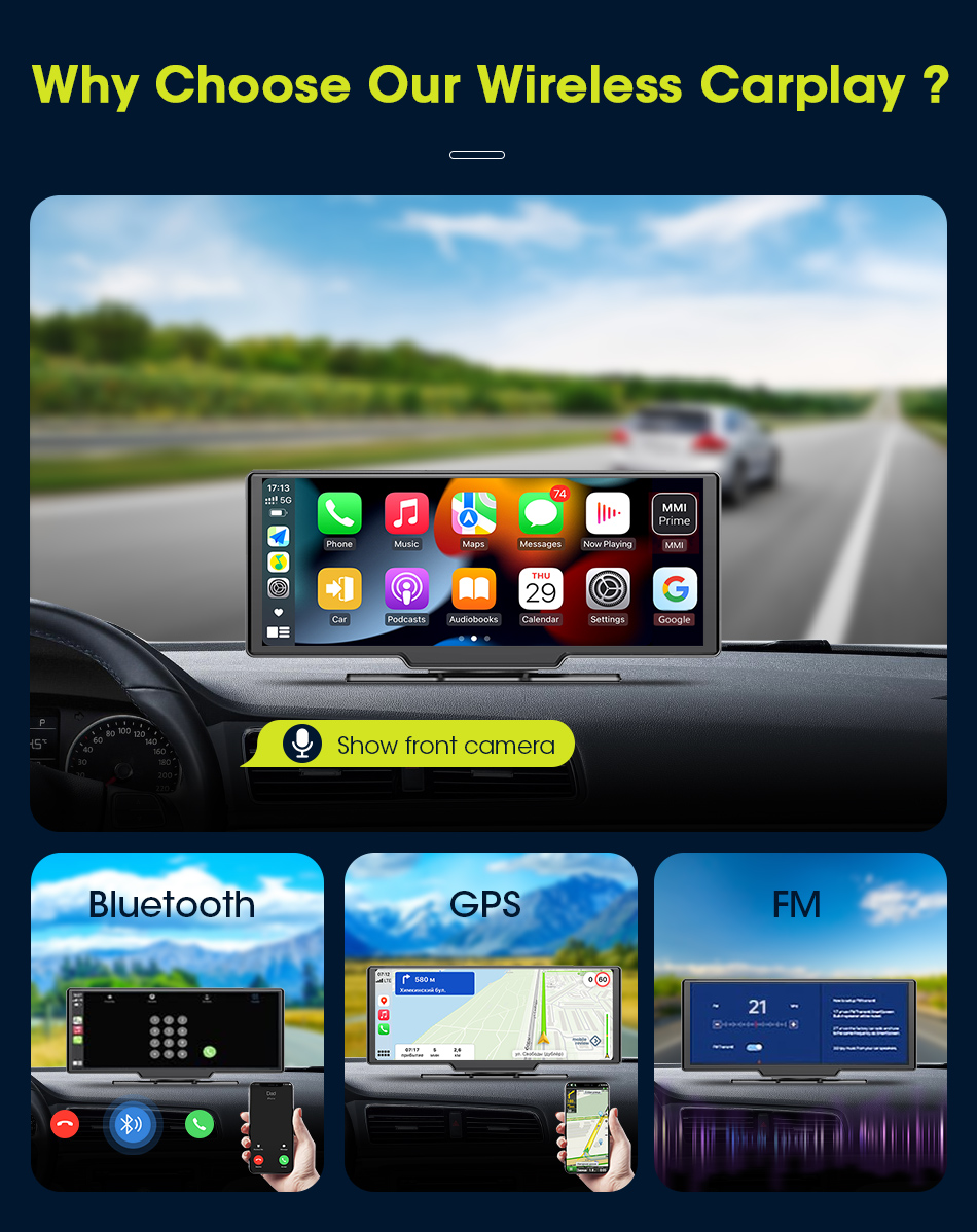 Jansite DVR Dash Cam 4K Android Auto Touch Screen Instrument Panel GPS ...