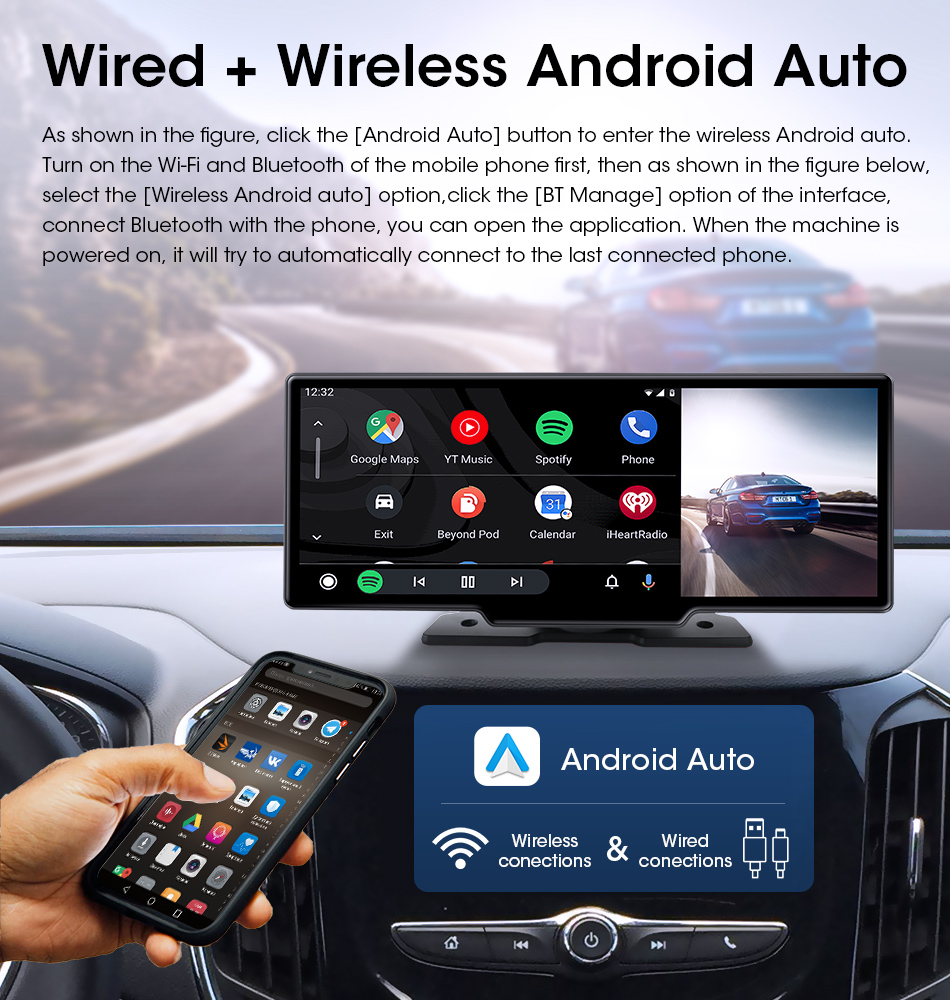 Jansite DVR Dash Cam 4K Android Auto Touch Screen Instrument Panel GPS ...