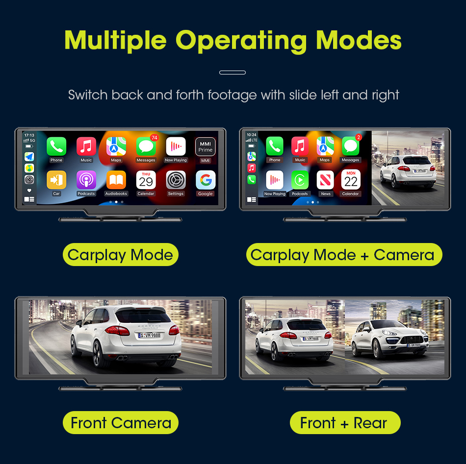 Jansite DVR Dash Cam 4K Android Auto Touch Screen Instrument Panel GPS ...