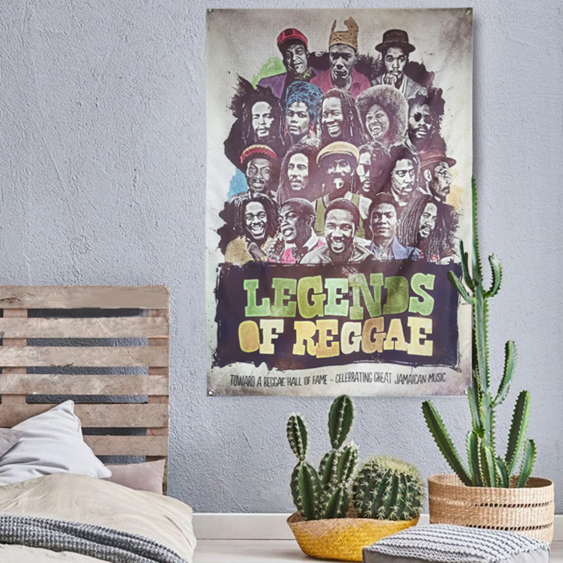 Reggae Lion Flag Banner Jamaica Rasta Music Rock Band Home Decoration ...