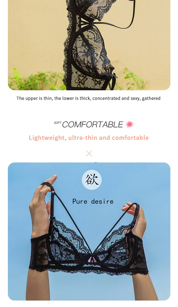 Women Lace Unlined Underwear Plus Size-40-42-Transparent-Bra-Set-With ...