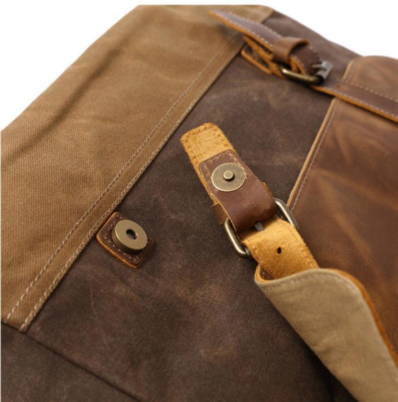 Genuine Leather Man Bag Retro Briefcase Canvas Messenger Bag Men's ...