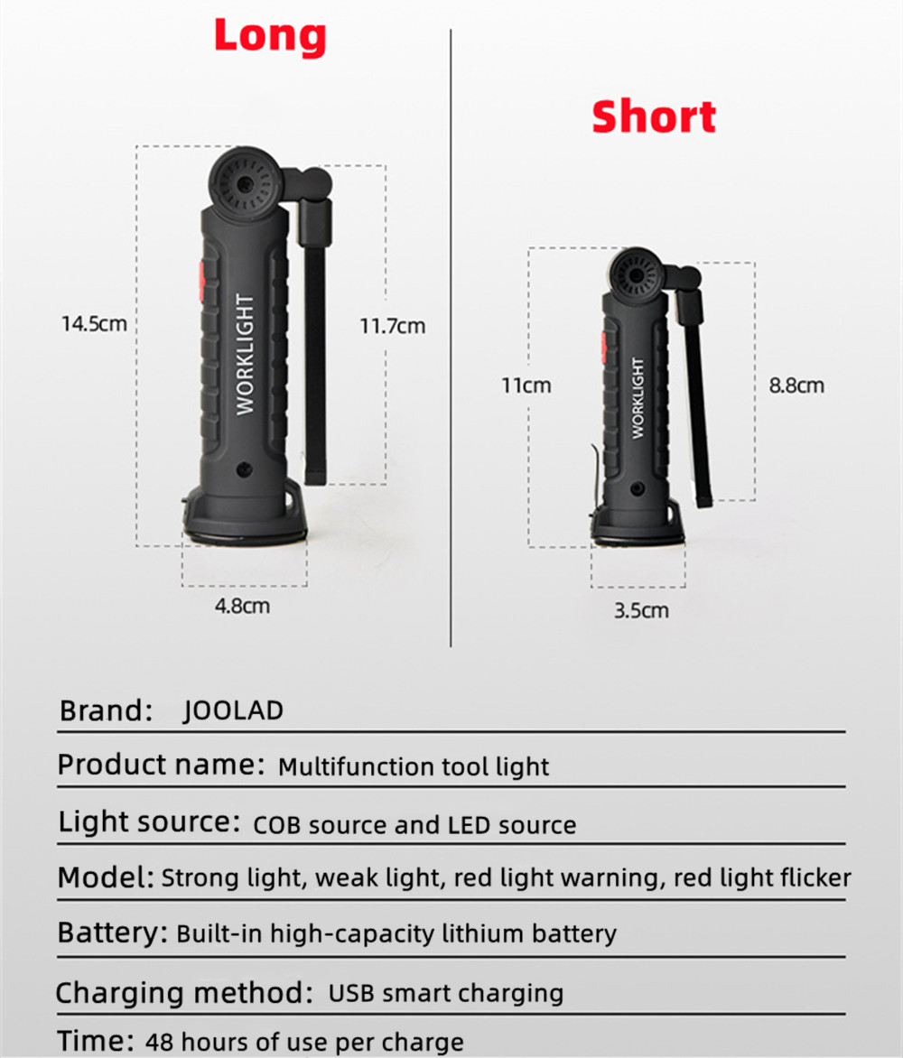 Rechargeable Work Light, LED Working Light with Magnetic and 360° Rotation Stand, 5 Modes COB ...
