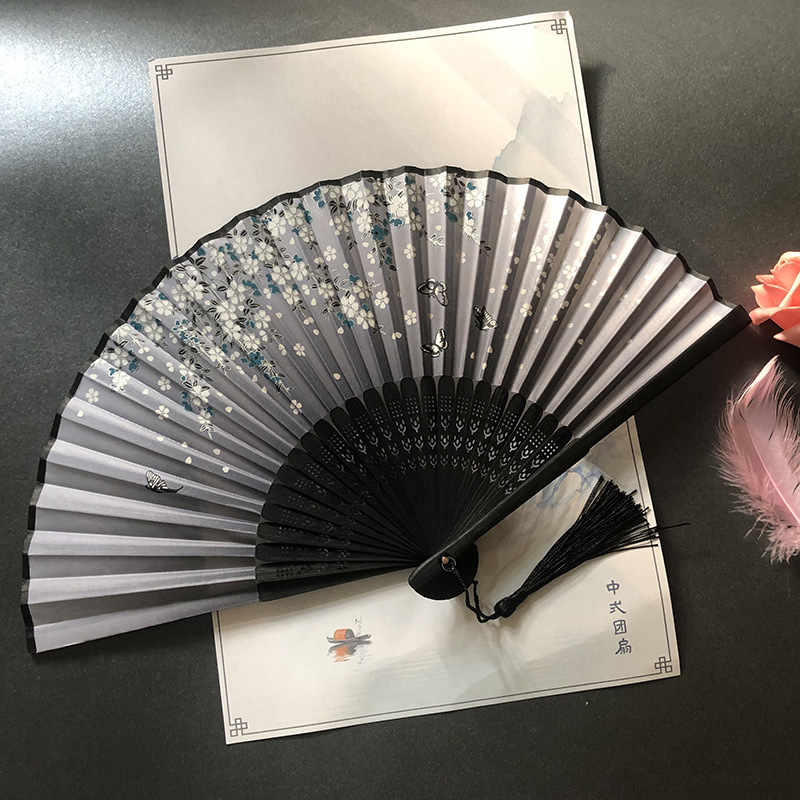 Silk Folding Fan Chinese style Vintage Style fan Retro Style Silk ...