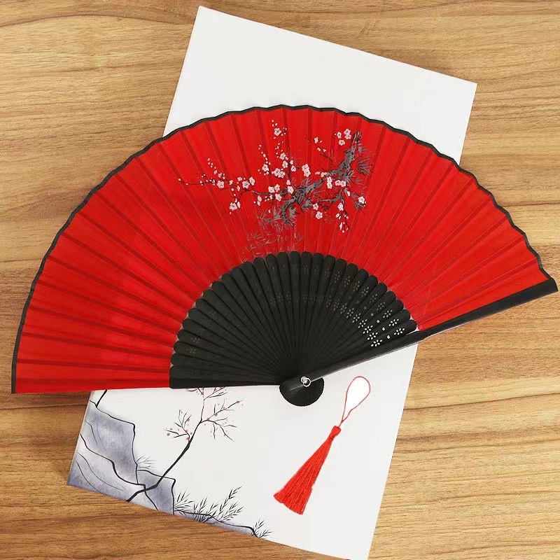 Silk Folding Fan Chinese style Vintage Style fan Retro Style Silk ...