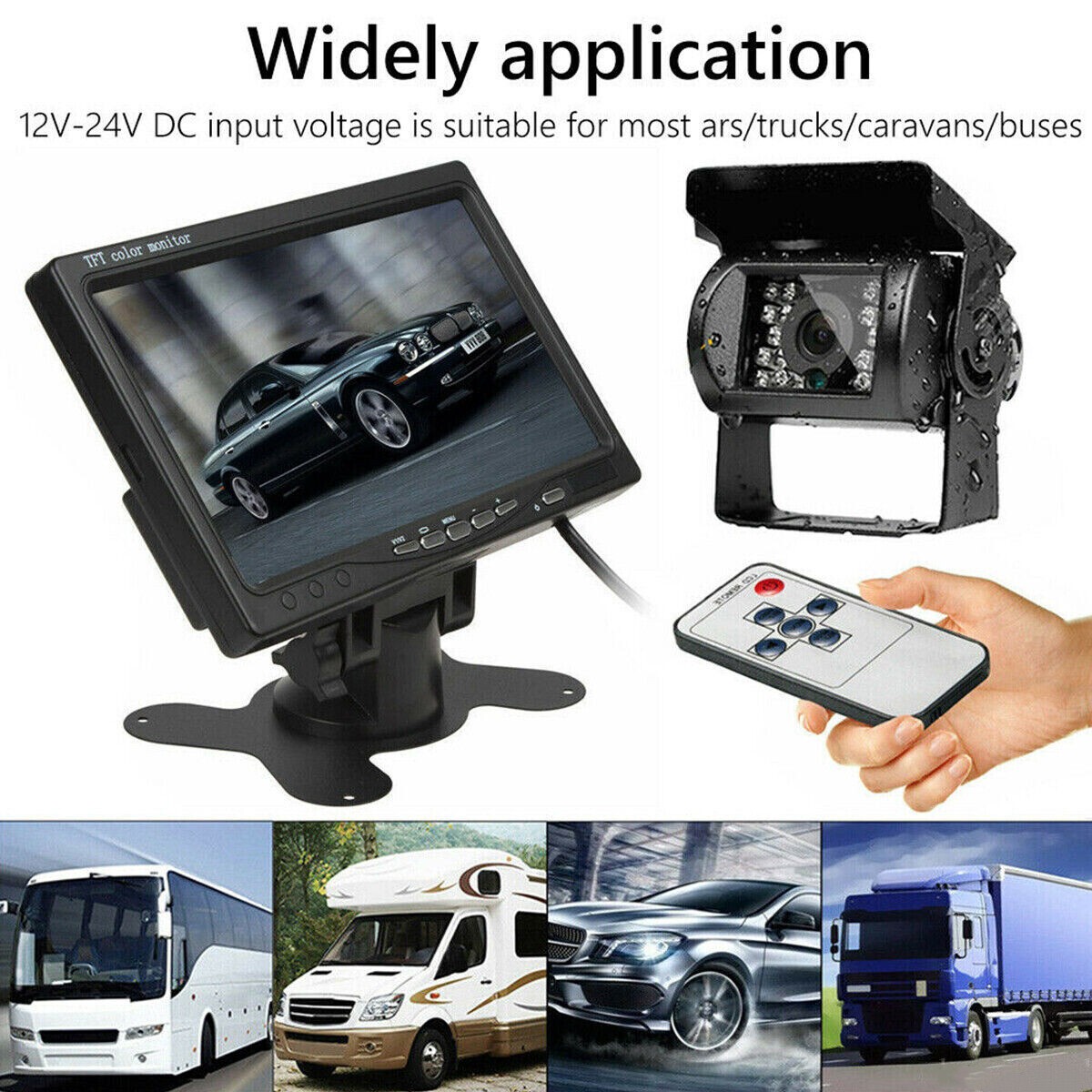 7 Inch Car Rear View Camera Monitor for Truck Parking Display 9-36V HD ...