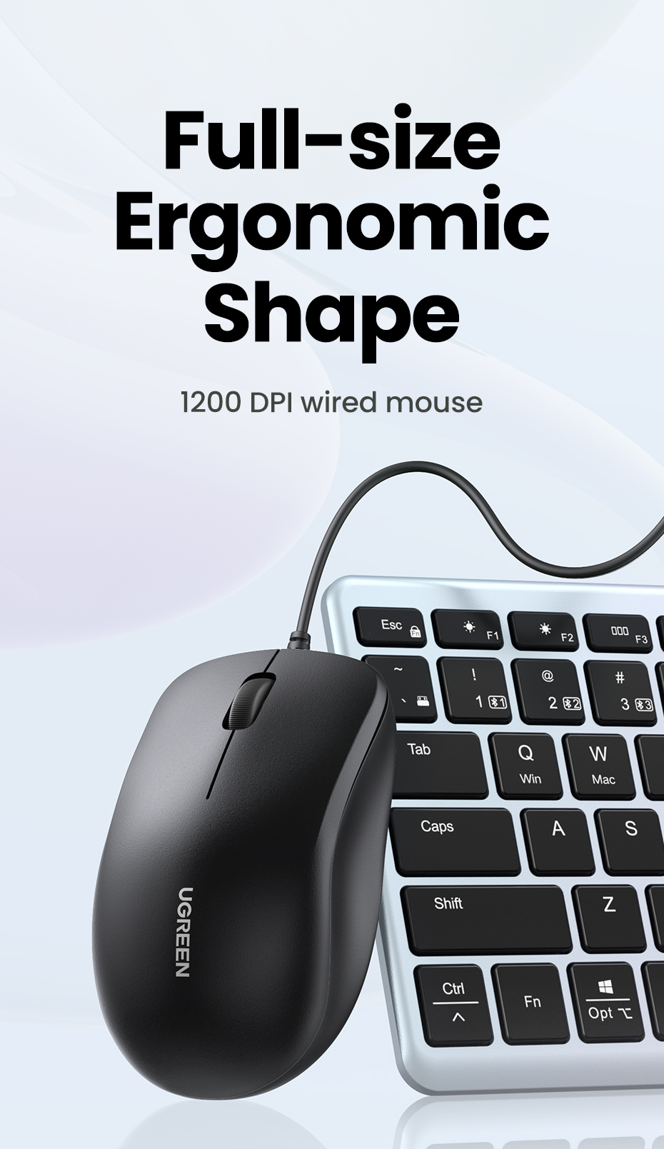 UGREEN Wired Mouse Optical USB 3.0 Mouse 1200 DPI Ergonomic Mouse with ...