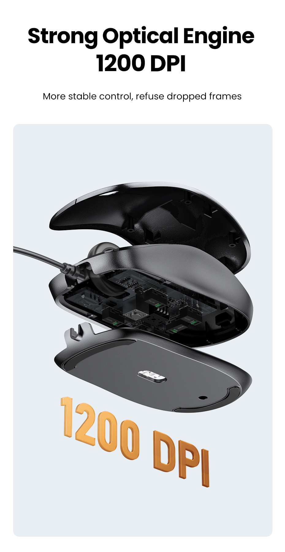 UGREEN Wired Mouse Optical USB 3.0 Mouse 1200 DPI Ergonomic Mouse with ...