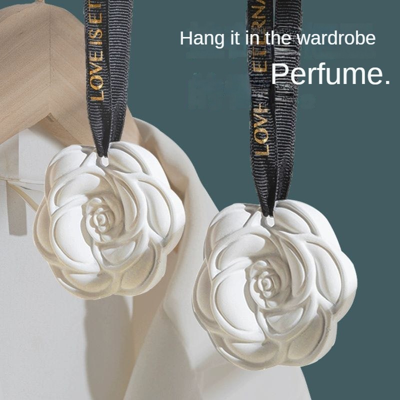 Hanging Camellia Plaster Wardrobe Aromatherapy Car Pendant Natural ...