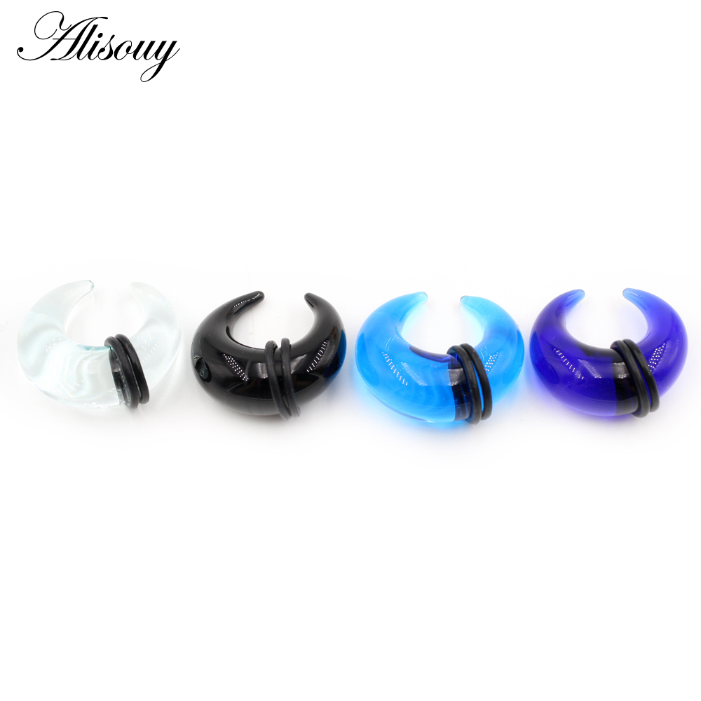 Alisouy 2 Pieces C Shape Buffalo Horn Glass Septum Nose Rings Ear Plug ...