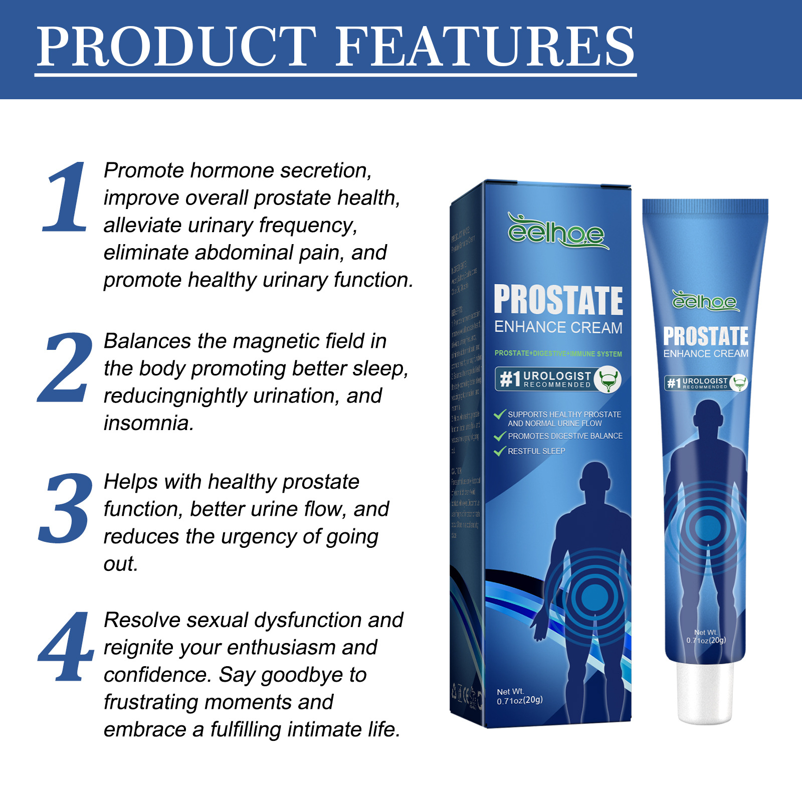 Eelhoe Prostate Enhance Cream Herbal Man Urological Ointemnt For ...