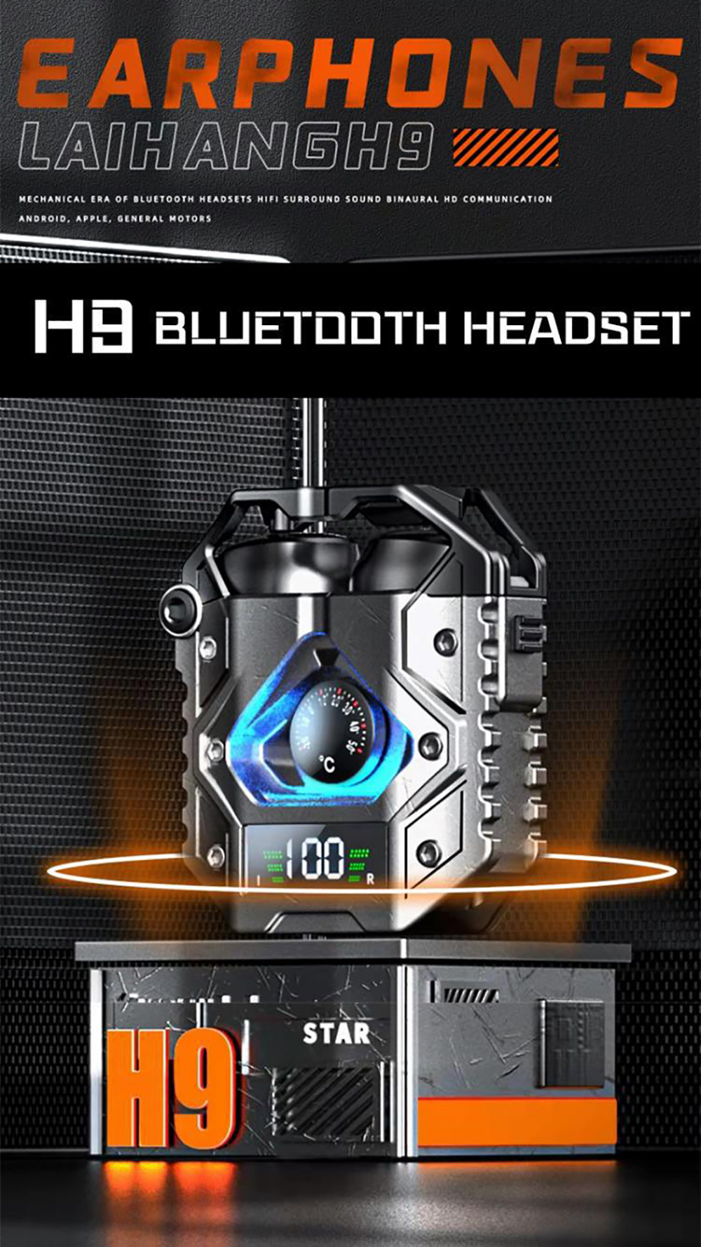 H9 TWS Wireless Bluetooth 5.3 Metal Headsets Gaming Earphones ENC Noise ...