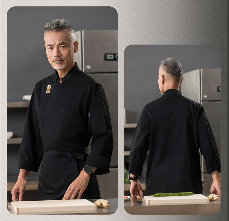 Ready Stock Chef overalls long-sleeved male restaurant chef hotel chef ...