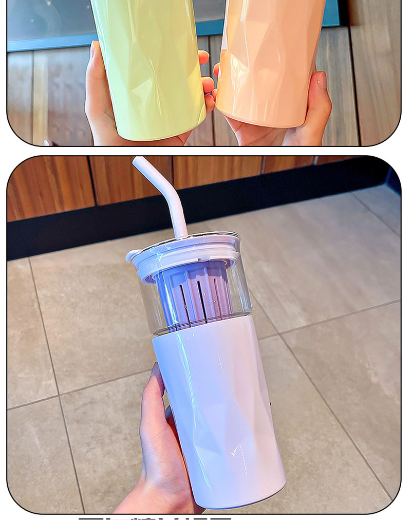 2 in 1 glass thermos cup tea cup with straw Vacuum Stainless Steel ...