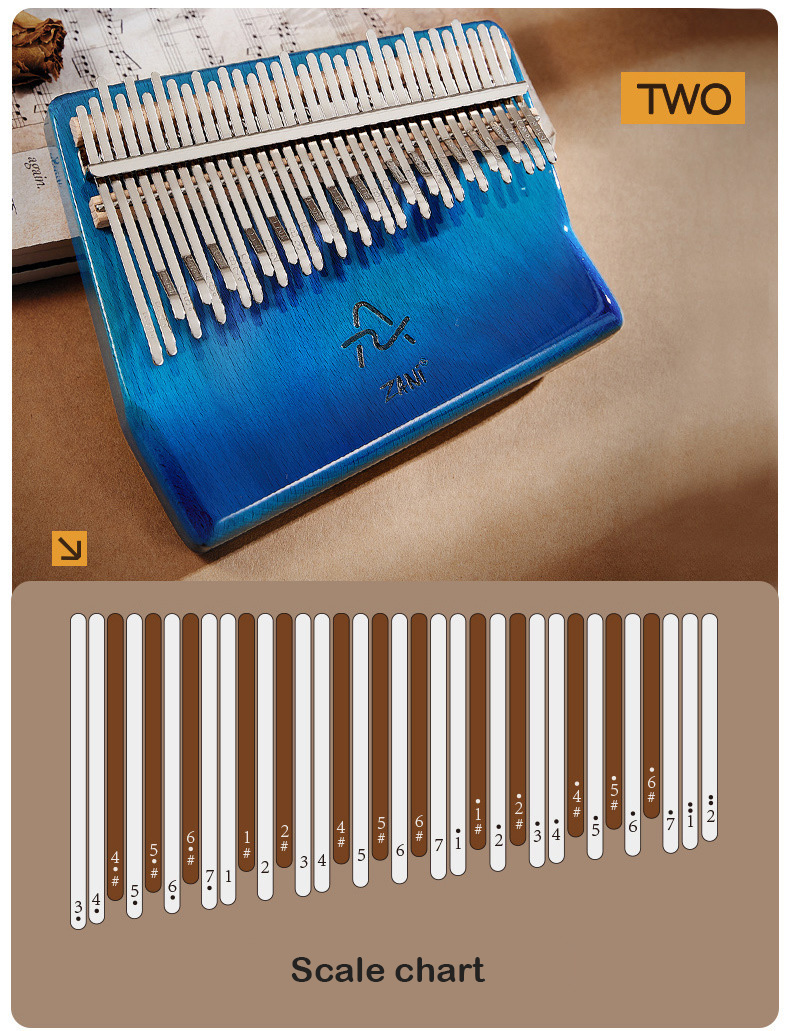 ZANI Professional Kalimba 34 Key Thumb Piano Solid Wood Beech Wood 34 ...