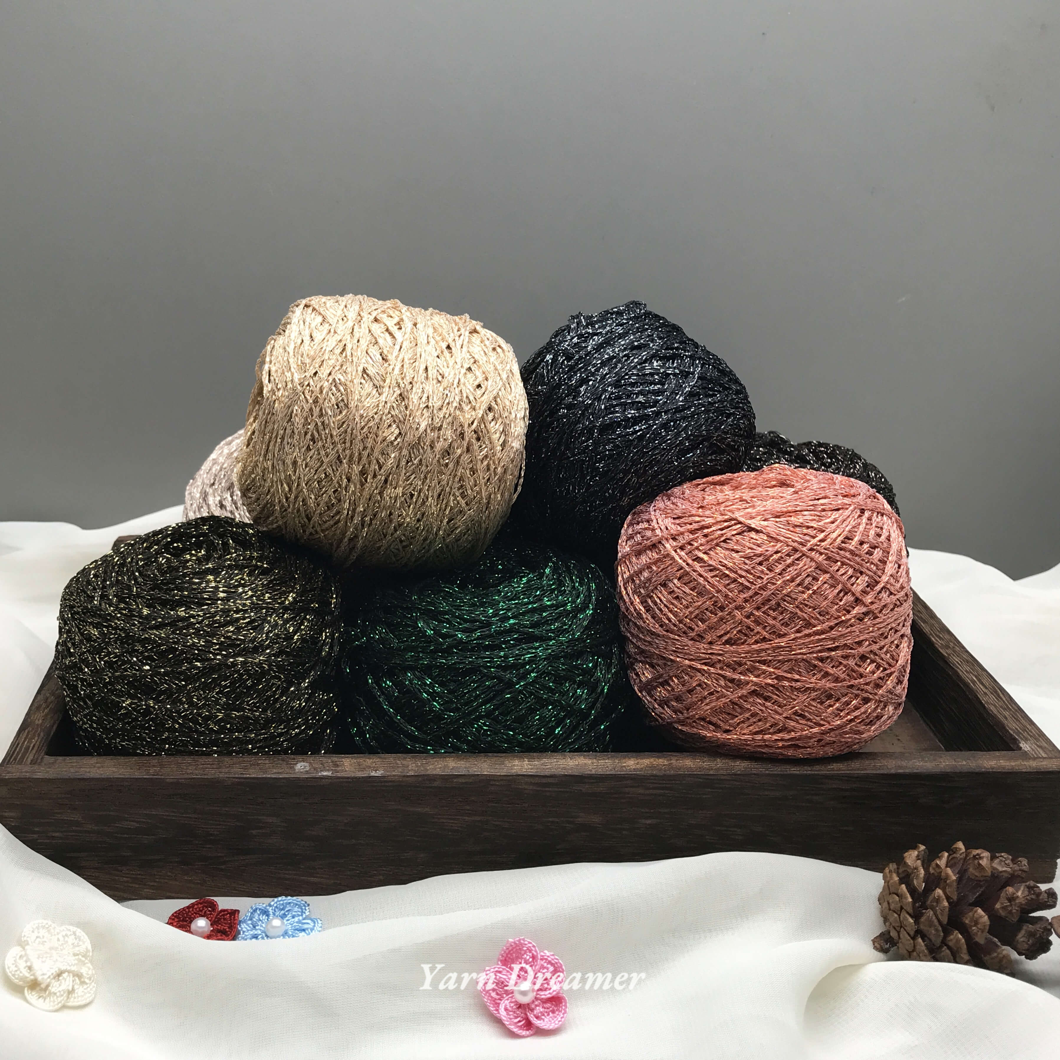 Benang kait 32 Colors Glitter Yarn Wool Yarn Knitting Yarn DIY Crochet ...