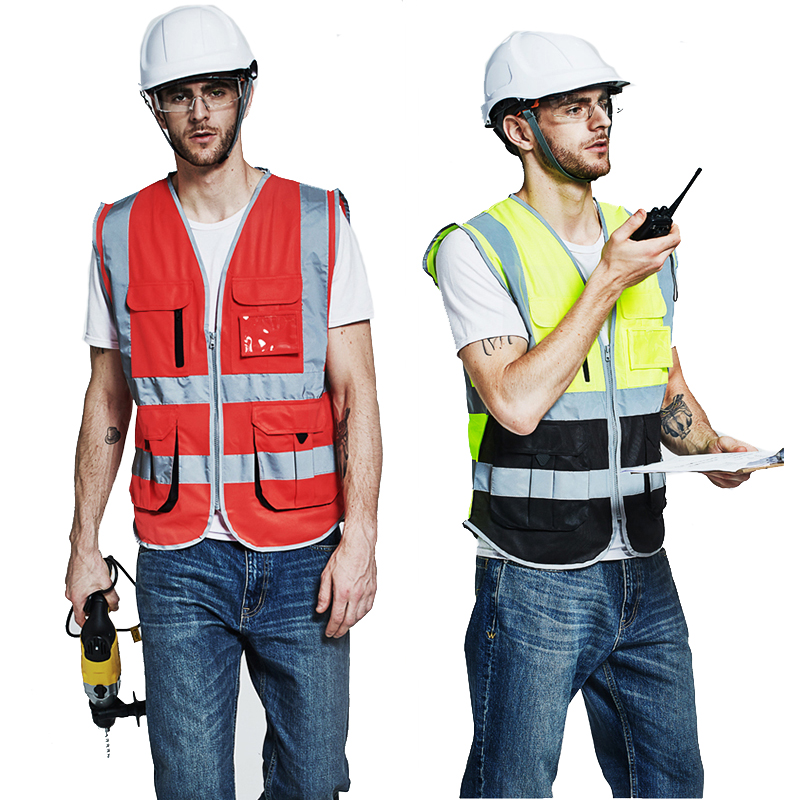 READY STOCK Red Safety Vest Reflective With Pockets High Visibility ...