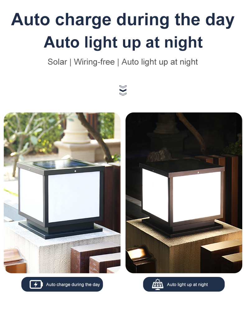 Lampu pagar solar Garden light gate light Outdoor Waterproof 3-Colors ...