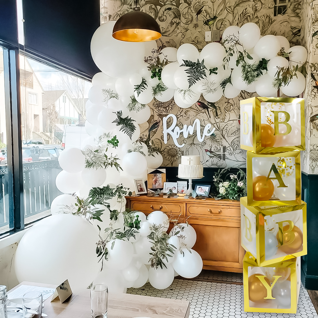 【Local Stock】Alphabet A-Z Transparent Gold Balloon Box BABY Box with ...