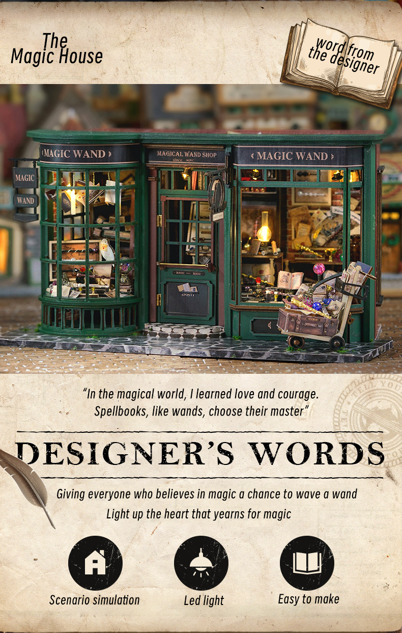 CUTEBEE Harry Potter Magic Shop DIY Wooden Doll House Miniature Doll ...