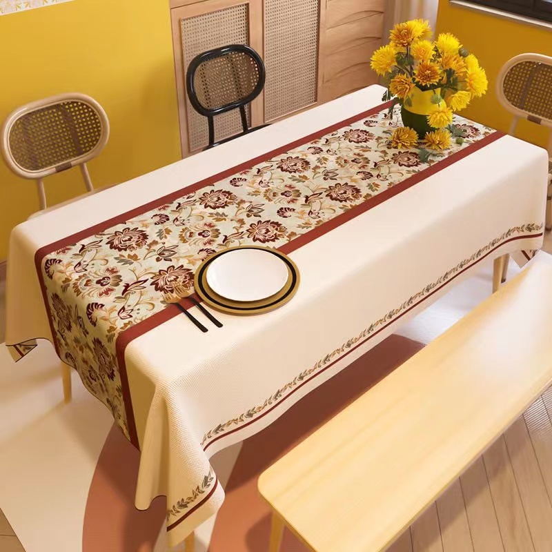 [Ready Stock] Waterproof Cotton Linen Tablecloth Fabric Light Luxury ...