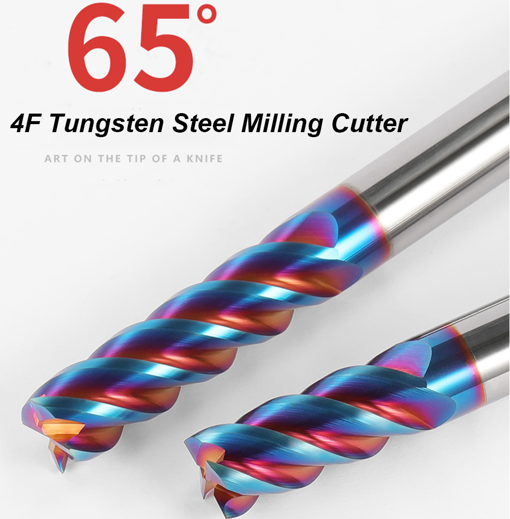 Vsharp HRC65 Carbide Square End Mill Set 4 Flutes Titian Coated Milling ...