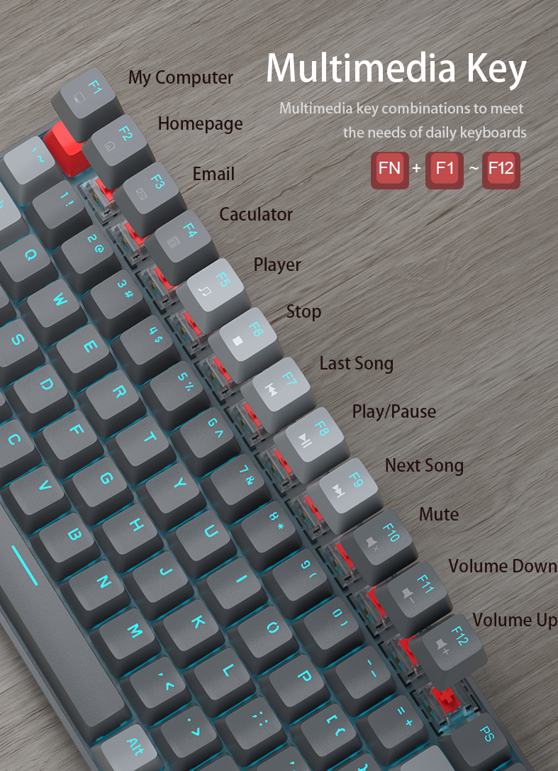 MageGee 100 Keys Mechanical Gaming Keyboard, Red Switch, 96% Compact ...