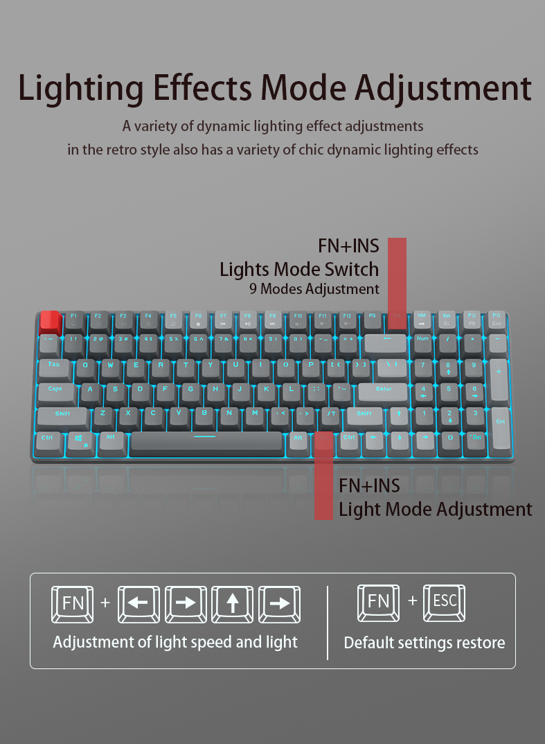 MageGee 100 Keys Mechanical Gaming Keyboard, Red Switch, 96% Compact ...