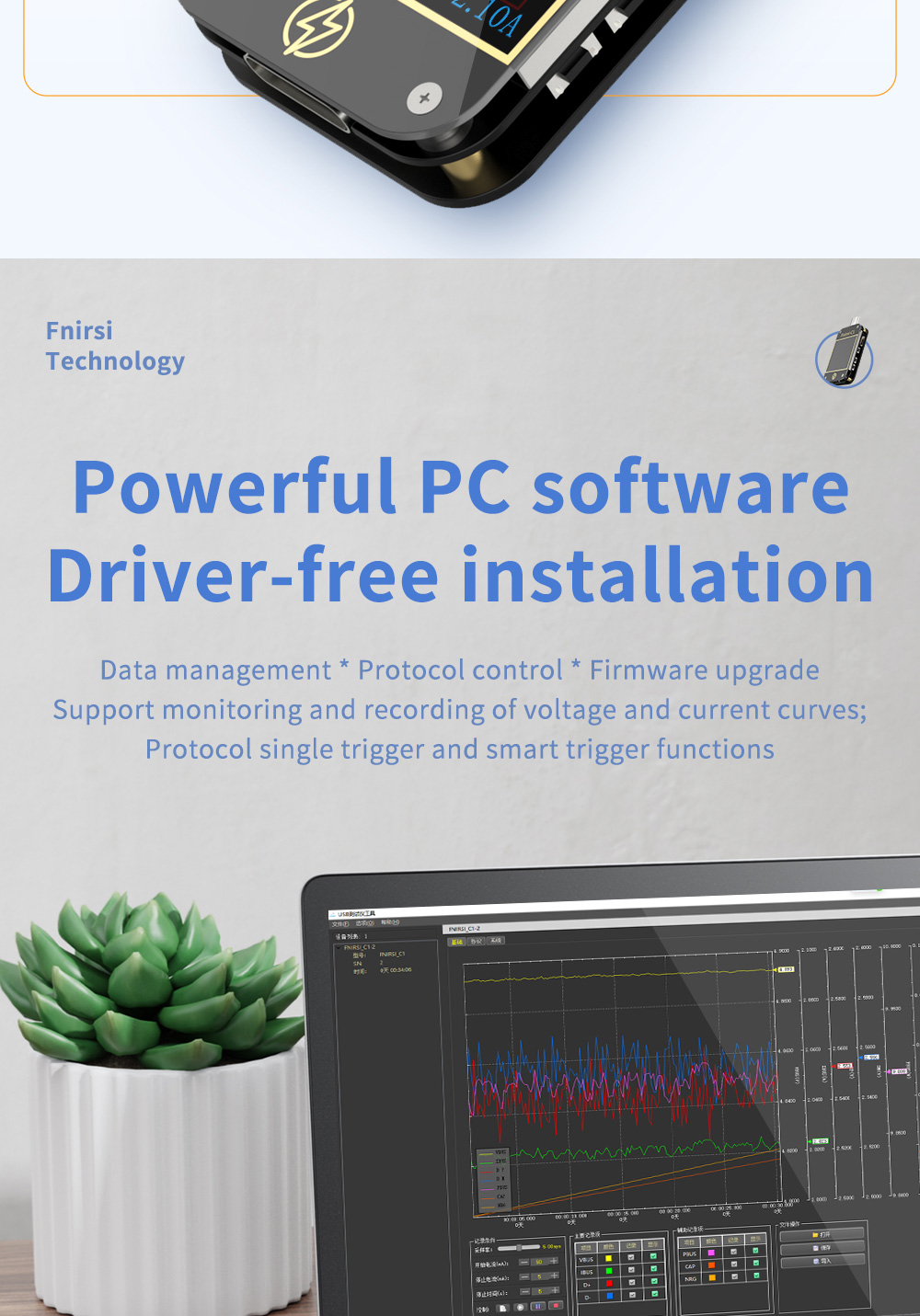 FNIRSI-C1 Type-C PD Trigger USB-C Voltmeter Ammeter Fast Charging ...