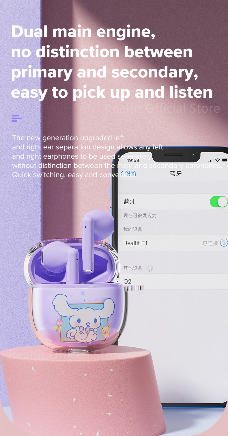 Realfit F1 Bluetooth Earphones HIFI Sound Quality Wireless Earbuds with ...